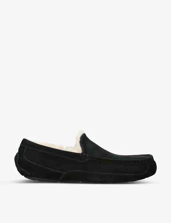 UGG Ascot Logo-embroidered Suede Slippers - Black