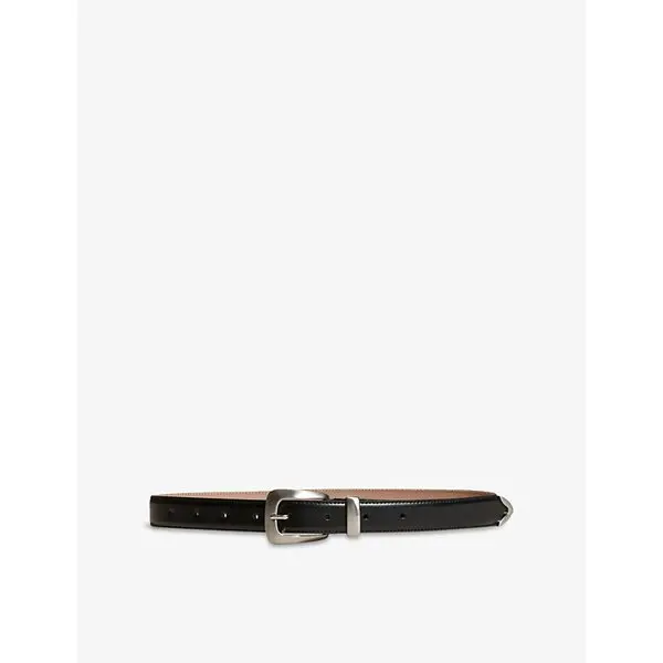 Khaite Benny Slim Leather Belt - Black