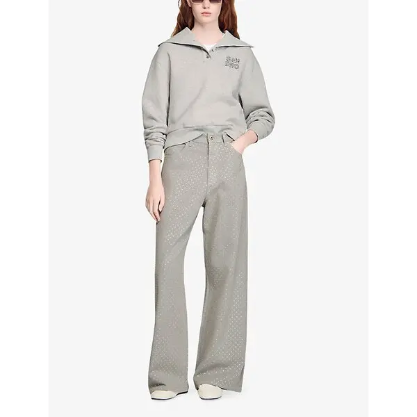 Sandro Diamante-embellished Relaxed-fit Denim Jeans