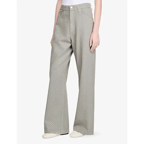 Sandro Diamante-embellished Relaxed-fit Denim Jeans