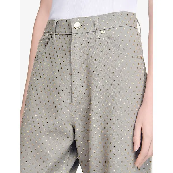 Sandro Diamante-embellished Relaxed-fit Denim Jeans