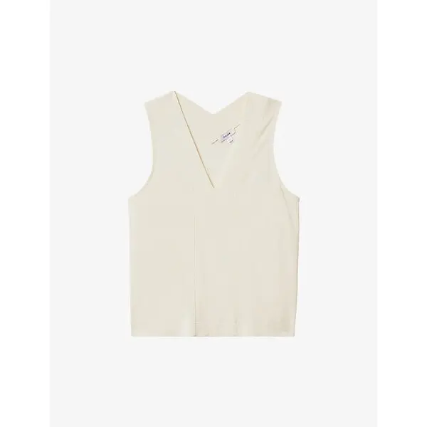 REISS Mira V-neck Sleeveless Woven Top