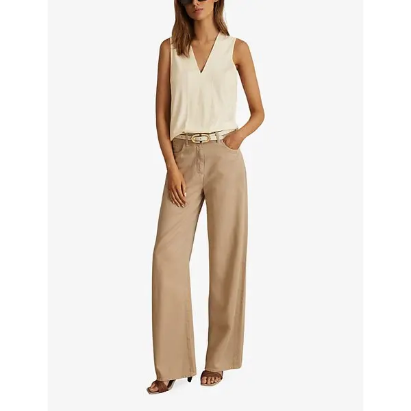 REISS Mira V-neck Sleeveless Woven Top