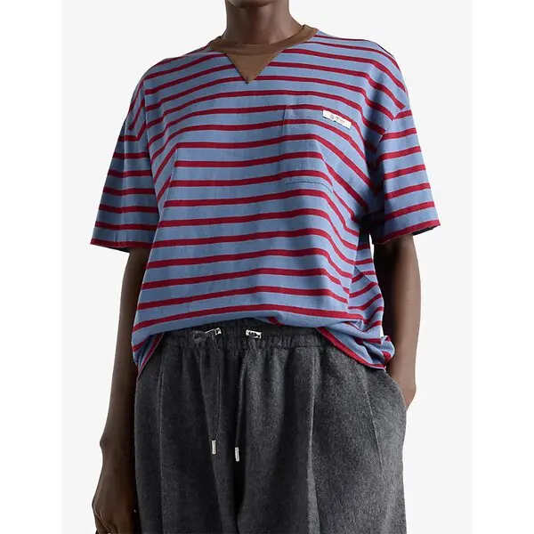 Prada Oversized Striped Cotton T-shirt