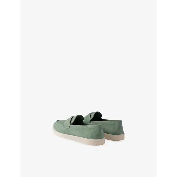Prada Triangle-plaque Suede Loafers - Green