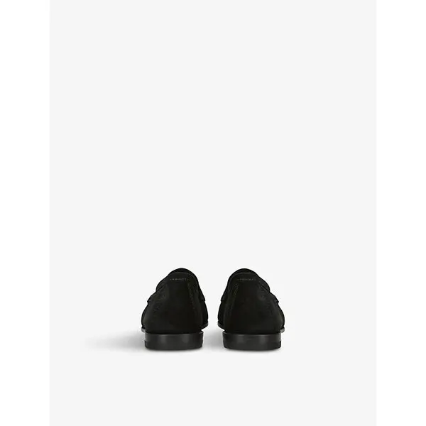 Santoni Carlos Suede Penny Loafers - Black