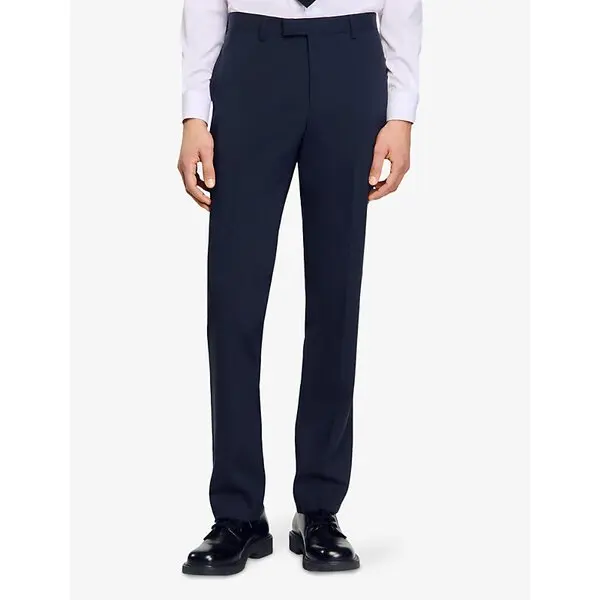 Sandro Straight-leg Wool Trousers - Navy Blue