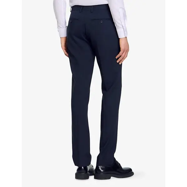 Sandro Straight-leg Wool Trousers - Navy Blue