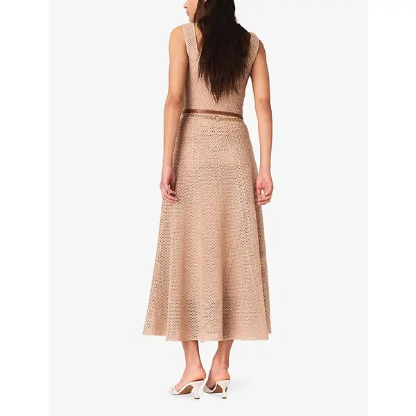 Maje Sleeveless Rhinestone-knit Maxi Dress