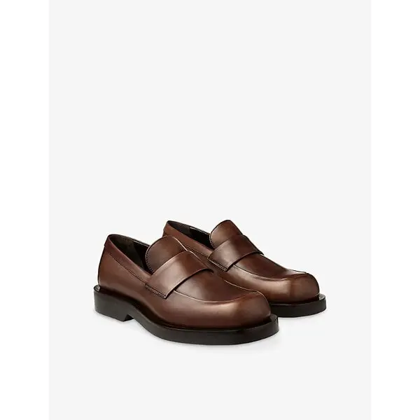 JIMMY CHOO Burnished Leather Loafers - Mocha