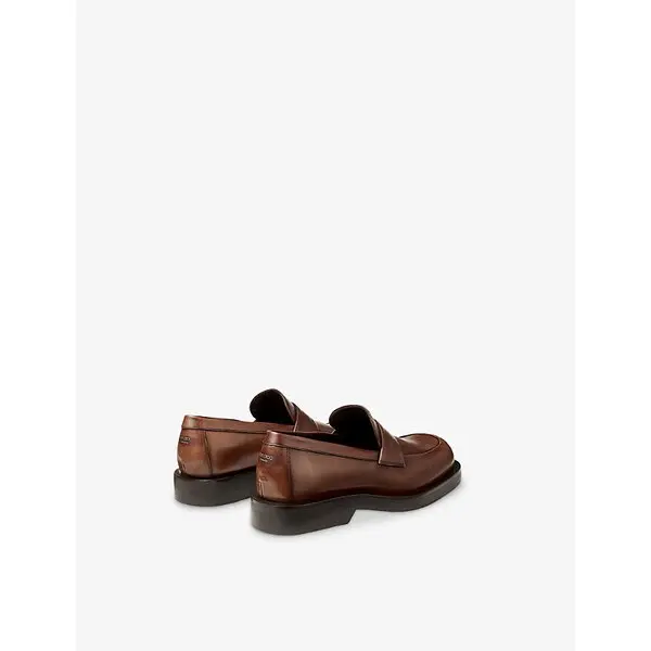 JIMMY CHOO Burnished Leather Loafers - Mocha