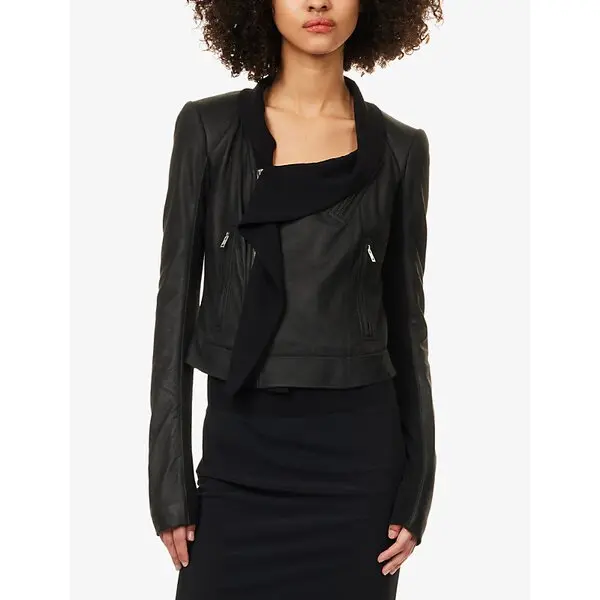 Rick Owens Scarf Biker Leather Jacket