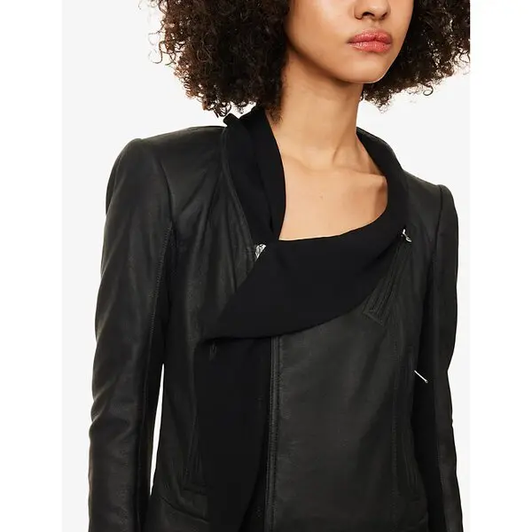 Rick Owens Scarf Biker Leather Jacket