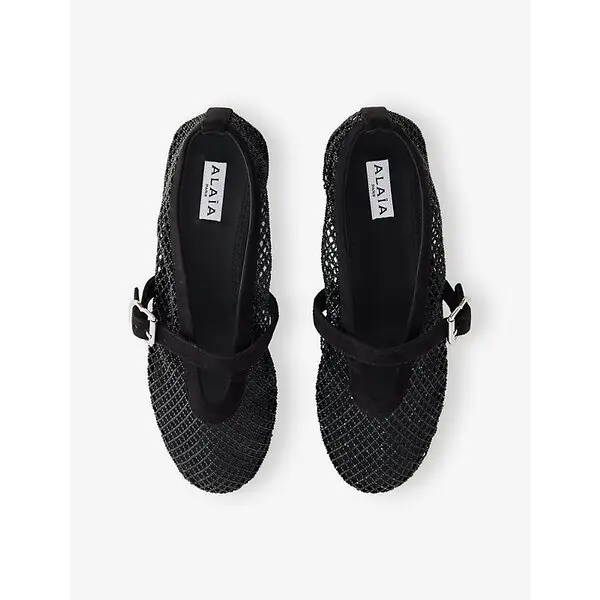Alaïa Ballerina Mesh And Suede Ballet Flats - Black