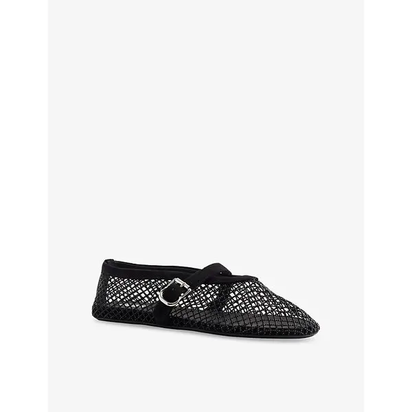 Alaïa Ballerina Mesh And Suede Ballet Flats - Black