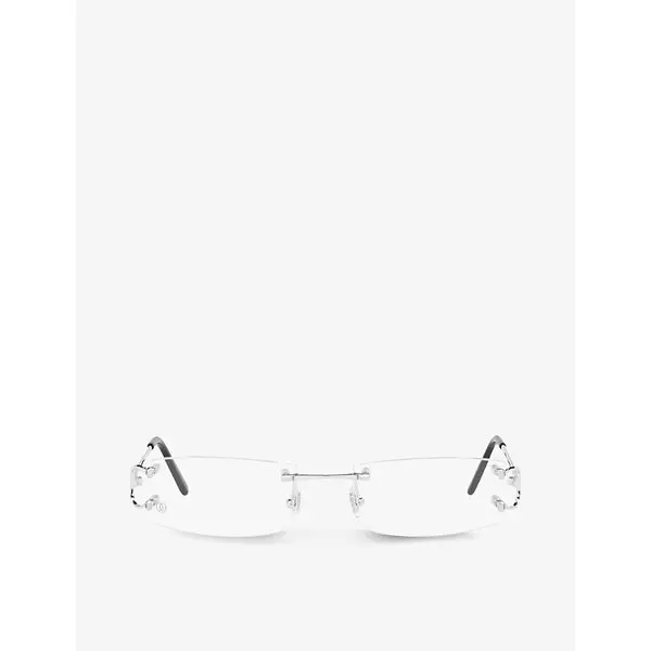 Cartier Rectangular-frame Rimless Optical Glasses - Silver
