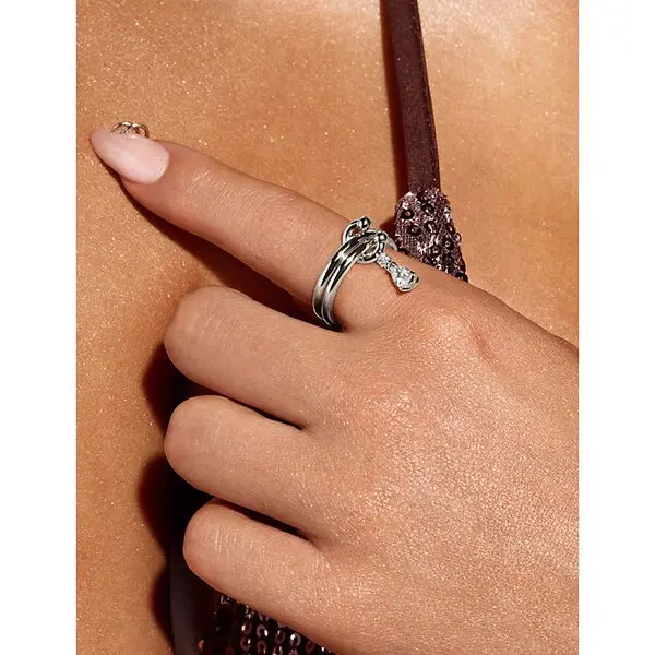 PHORIA Sterling Silver Pear-cut White Topaz Drop Ring - Silver/white