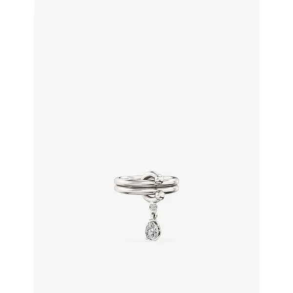 PHORIA Sterling Silver Pear-cut White Topaz Drop Ring - Silver/white