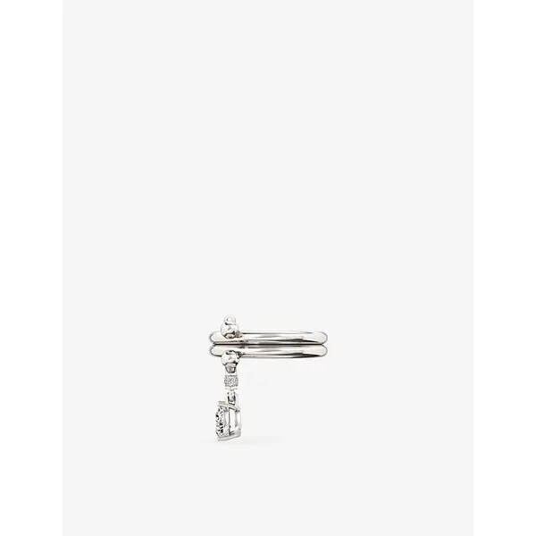 PHORIA Sterling Silver Pear-cut White Topaz Drop Ring - Silver/white