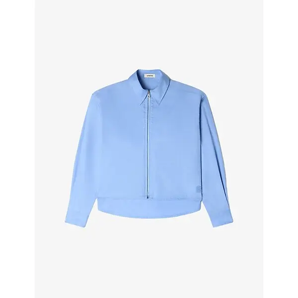 Sandro Logo-embroidered Zip-up Cropped Shirt