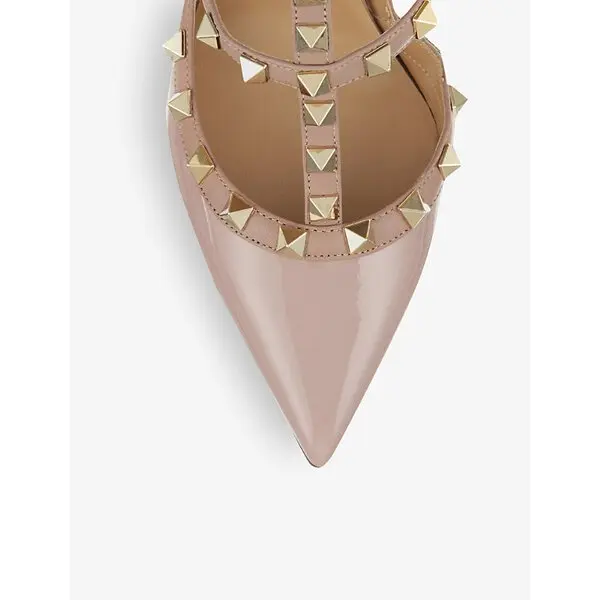 Valentino Garavani Rockstud Patent Leather Heeled Sandals - Nude