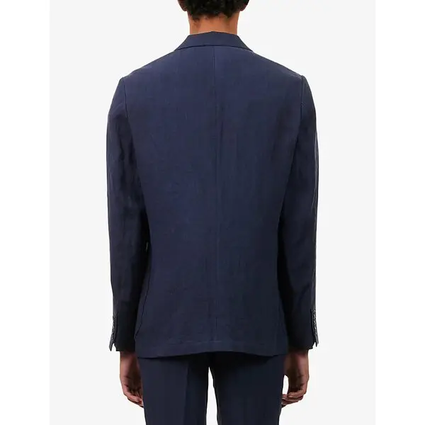 PERCIVAL Tailored Single-breasted Linen Blazer - Navy