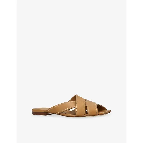 TOD'S Intrecciato Leather Sandals - Camel