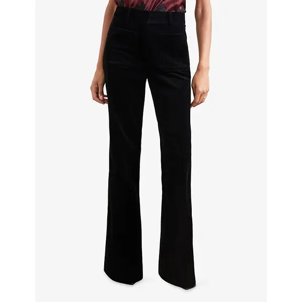 REISS Myrtle Flared-leg Velvet Trousers
