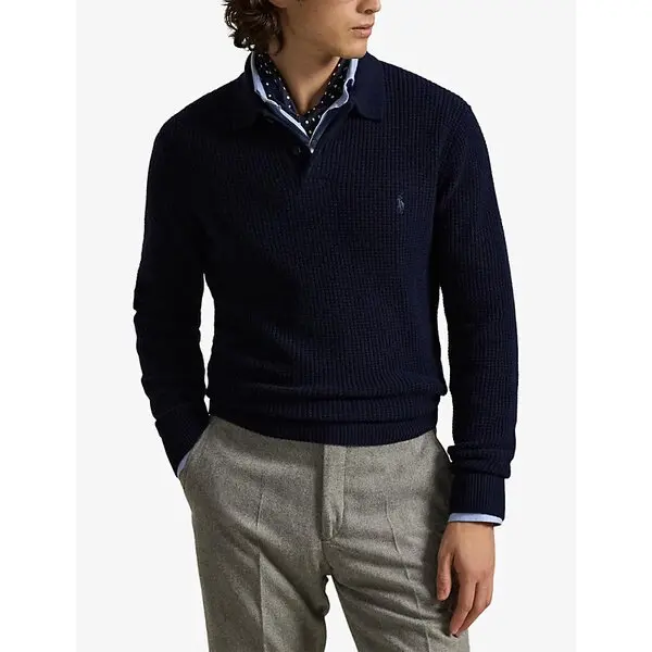 Polo Ralph Lauren Textured Polo-collar Wool-cotton Jumper