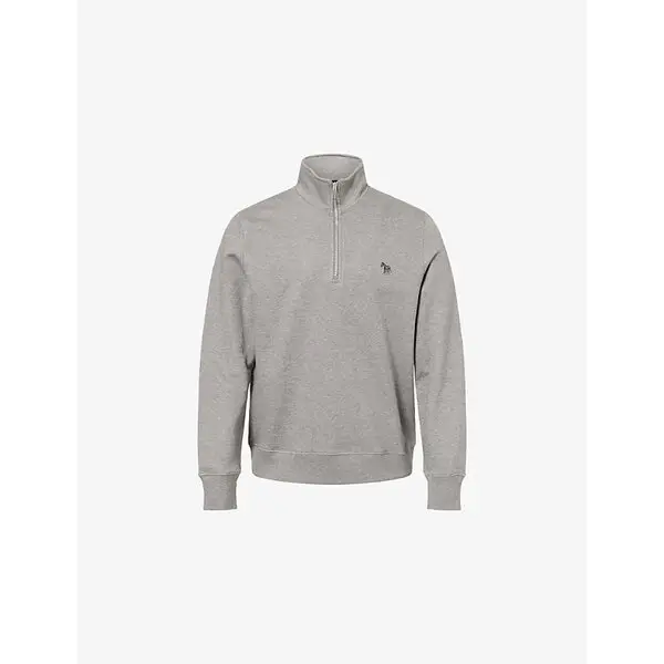 Paul Smith Half-zip High-neck Cotton-jersey Sweatshirt - Grey