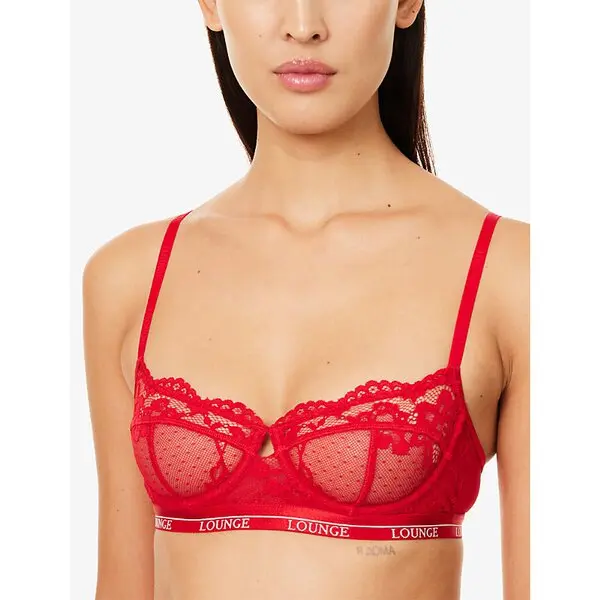 Lounge Blossom Balcony Lace Bra - Maroon