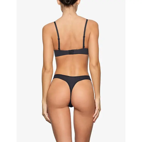 SKIMS Fits Everybody Unlined Stretch-woven Bra - Onyx