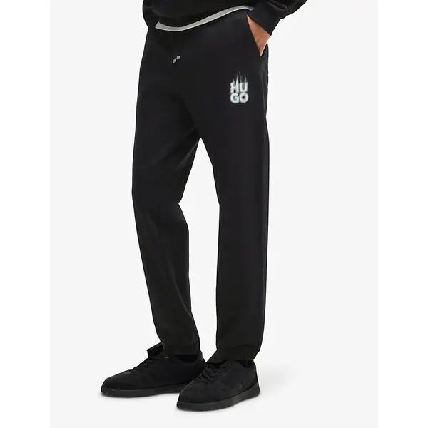 Hugo Branded-print Drawstring-waist Cotton-jersey Jogging Bottoms