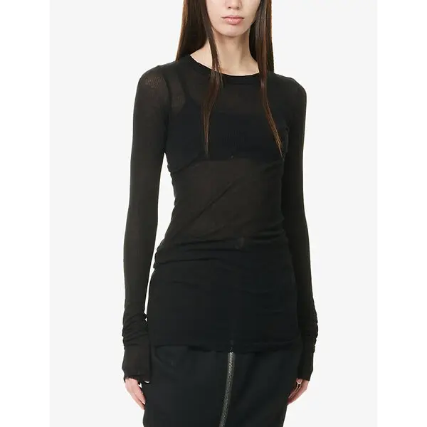 Rick Owens Ribbed Long-sleeves Knitted T-shirt