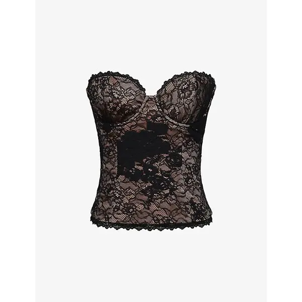 House Of Cb Strapless Corset Lace Top - Black
