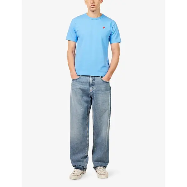 Play Comme Des Garcon Small Heart-embroidered Cotton T-shirt