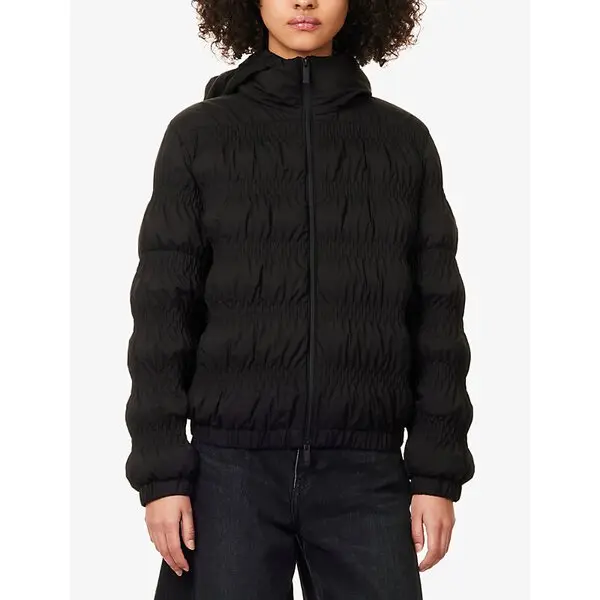 Moncler Noyer Gather-quilted Hooded Short Down Jacket