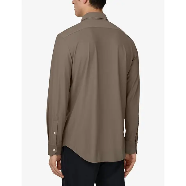 Boggi Milano Slim-fit Regular-fit Stretch-twill Shirt - Mud