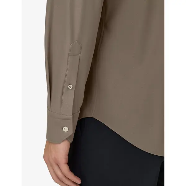 Boggi Milano Slim-fit Regular-fit Stretch-twill Shirt - Mud