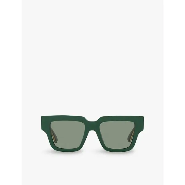 Bottega Veneta Rectangle-frame Acetate Sunglasses - Green
