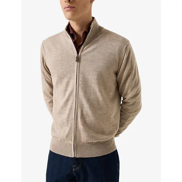 Eton Zip-up Knitted Wool Cardigan