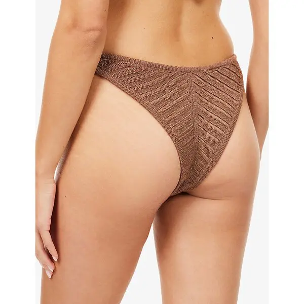 Devon Windsor Lola Metallic-knit Bikini Bottom