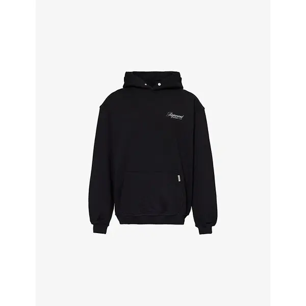 REPRESENT Owners Club Script Kangaroo-pocket Relaxed-fit Hoodie