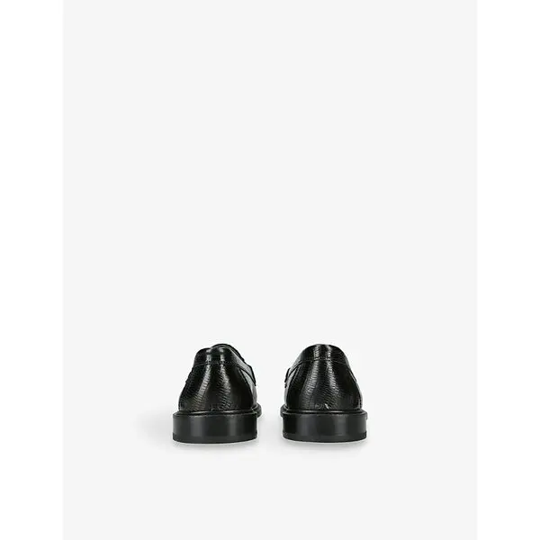 VINNY'S Yardee Moccasin Leather Loafers - Black