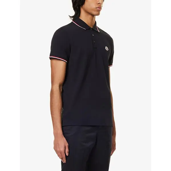Moncler Brand-patch Split-hem Cotton-piqué Polo Shirt