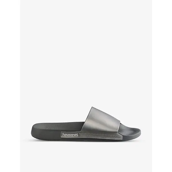 Havaianas Classic Metallic Rubber Sliders - Steel Grey