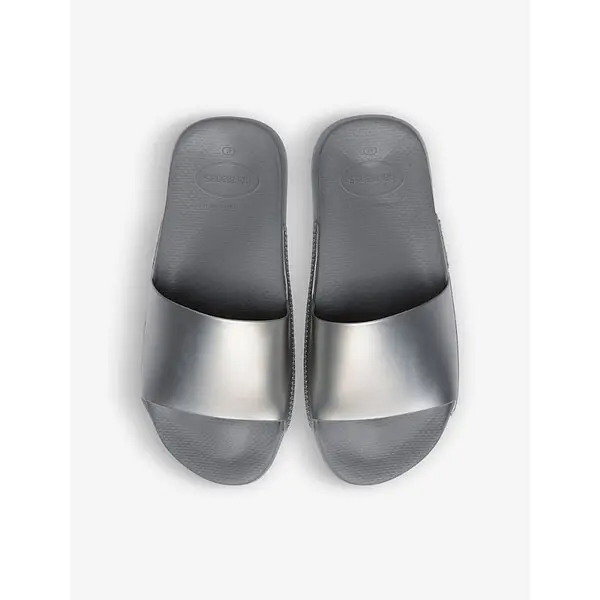Havaianas Classic Metallic Rubber Sliders - Steel Grey