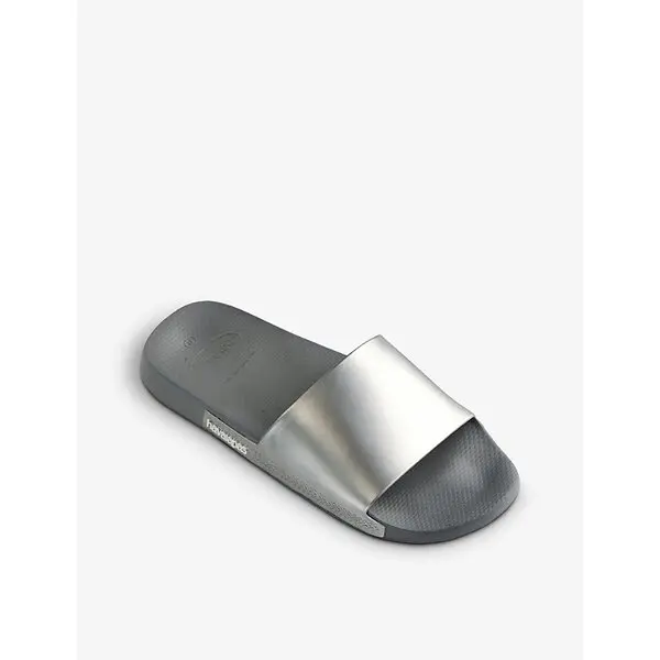 Havaianas Classic Metallic Rubber Sliders - Steel Grey