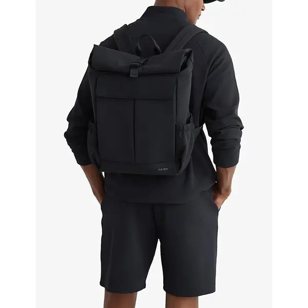 REISS Branded Woven Roll-top Backpack
