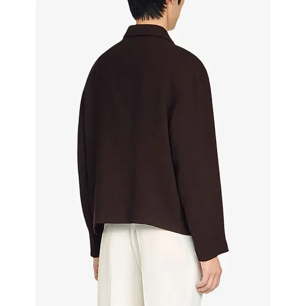 Sandro Waffle-texture Woven Jacket - Chocolate